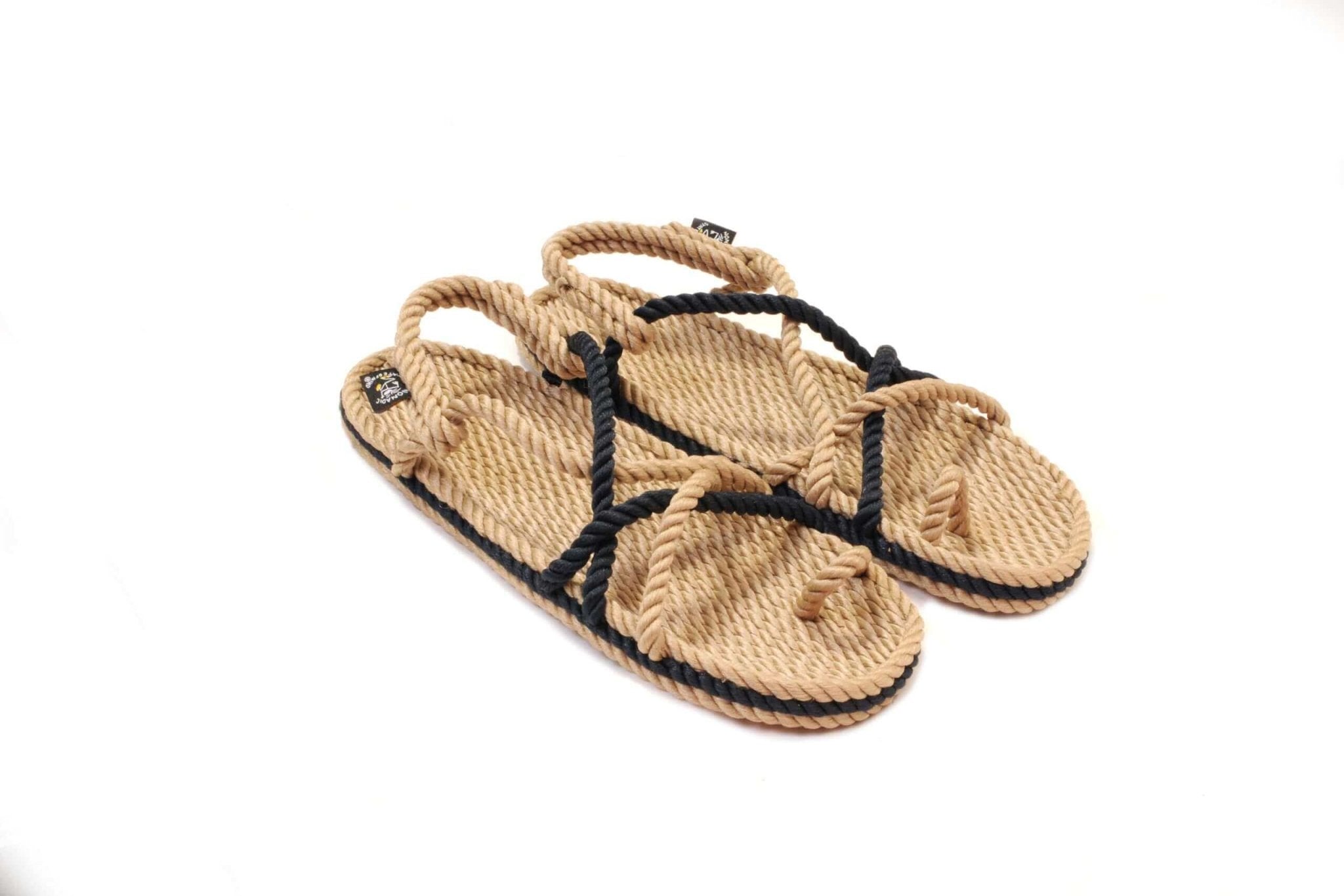 Sandales en corde Vegan Nomadic - Toe Joe Beige & Black